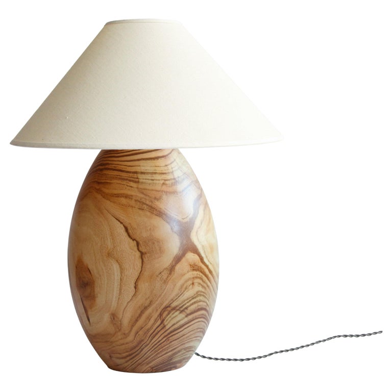 Tropical Hardwood Lamp and White Linen Shade, Large, Árbol Collection ...