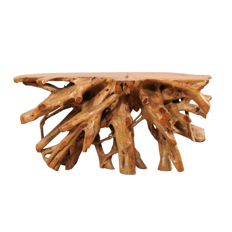 Tropical Hardwood Teak Root Console Table with Intertwining Wood Roots ...