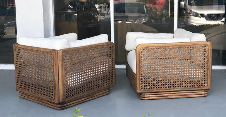 Tropical Modern Square Cane Club Lounge Swivel Chairs at 1stDibs ...