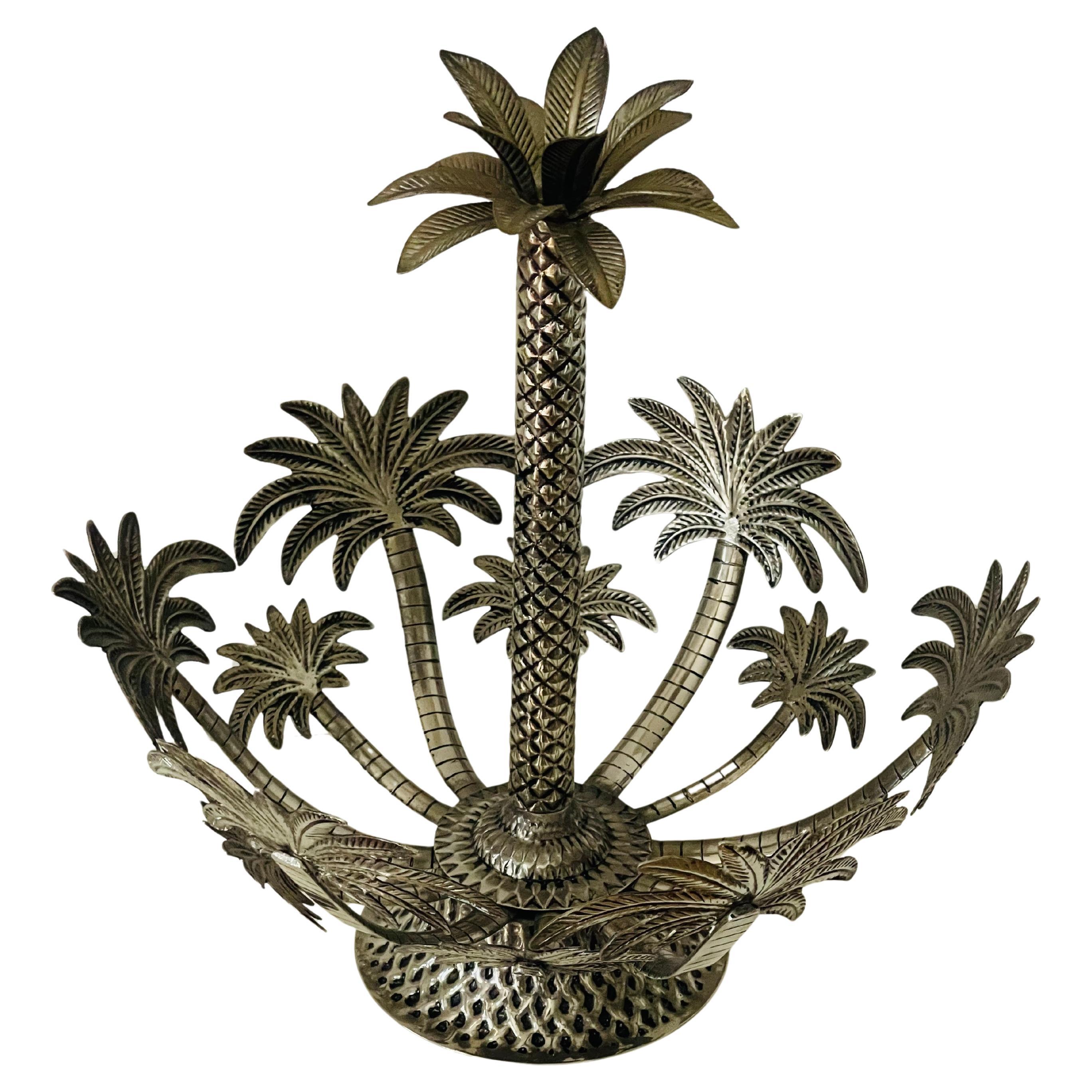 Large Elkington Epergne Centerpiece With Camel, Palm Tree and Glass ...