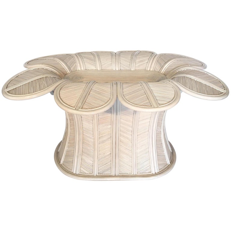 Tropical Pencil Reed Rattan Bell Flower Table Base at 1stDibs | vintage ...