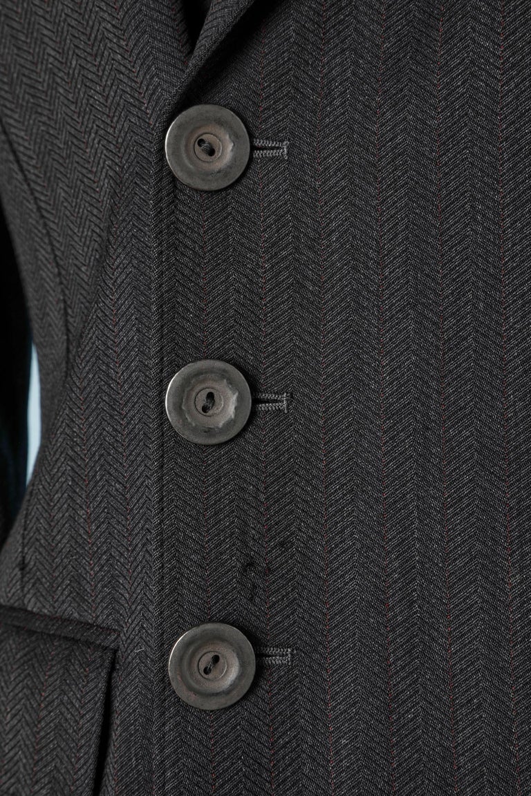 Trouser pant-suit in wool chevron Jean-Paul Gaultier For Sale at 1stDibs