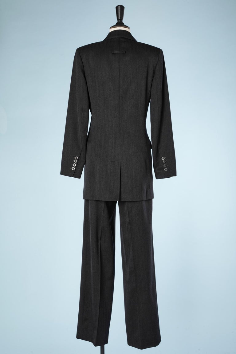 Trouser pant-suit in wool chevron Jean-Paul Gaultier For Sale at 1stDibs