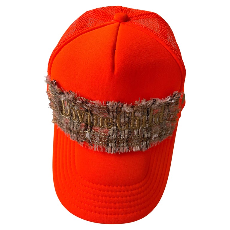 Trucker Hat Neon Orange Gold Tweed Gold Embroidery Divine Child J ...