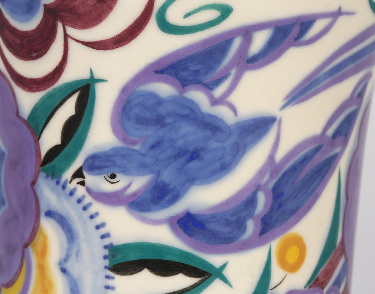 Truda Carter Poole Pottery Art Deco Bluebird Art Pottery Vase at 1stDibs