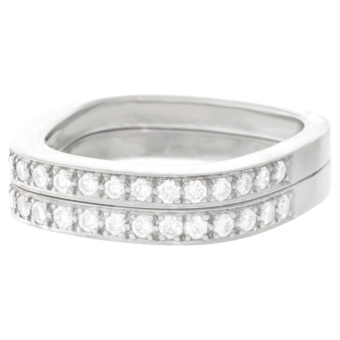 Trudel Swiss Modern Diamond-Set Pair of Gold Bands For Sale at 1stDibs