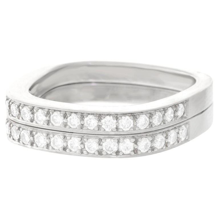 Trudel Swiss Modern Diamond-set Pair of Gold Bands For Sale at 1stDibs