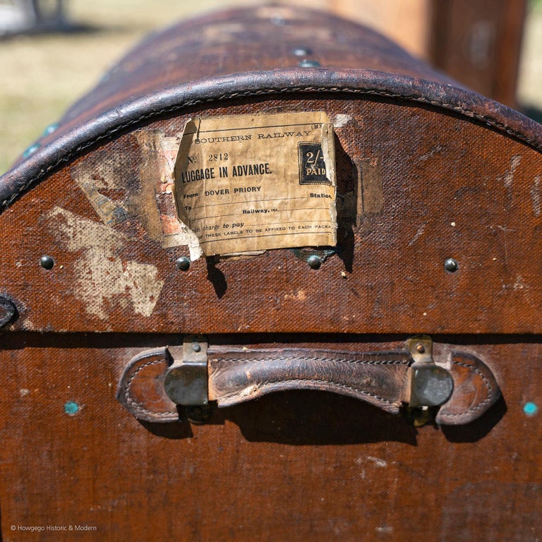 Trunk Chest Canvas Brass Lock Original White Lining Southern Railway ...