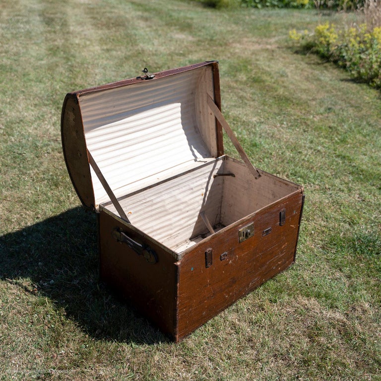 Trunk Chest Canvas Brass Lock Original White Lining Southern Railway ...