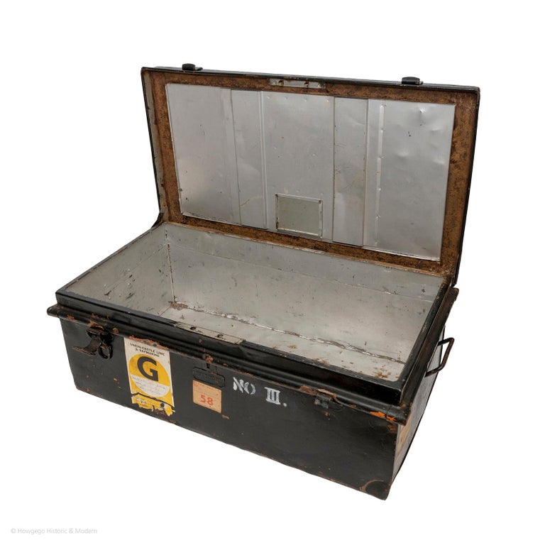 Trunk Metal Painted Black Pair Union-Castle Line and Safmarine South ...