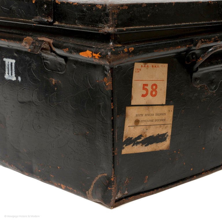 Trunk Metal Painted Black Pair Union-Castle Line and Safmarine South ...