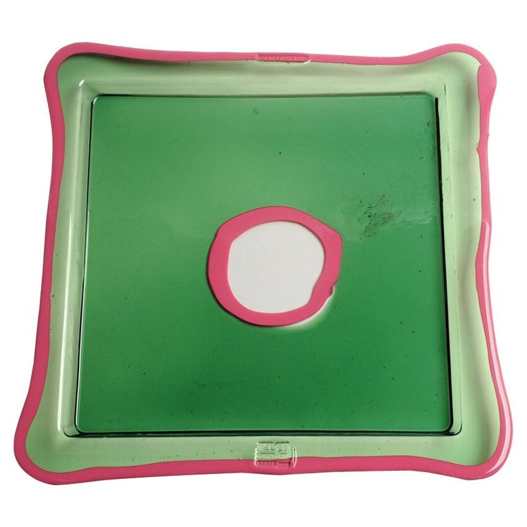 Try-Tray Medium Square Tray in Clear Green, Matt Fuchsia by Gaetano ...
