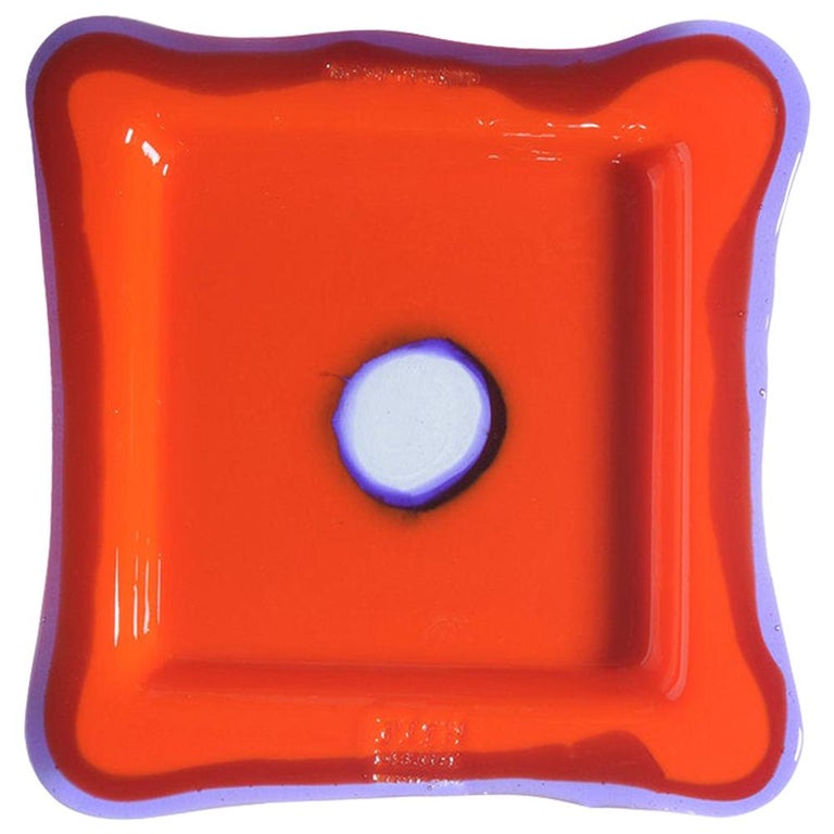 Try-Tray Medium Square Tray in Matt Orange, Clear Purple by Gaetano ...