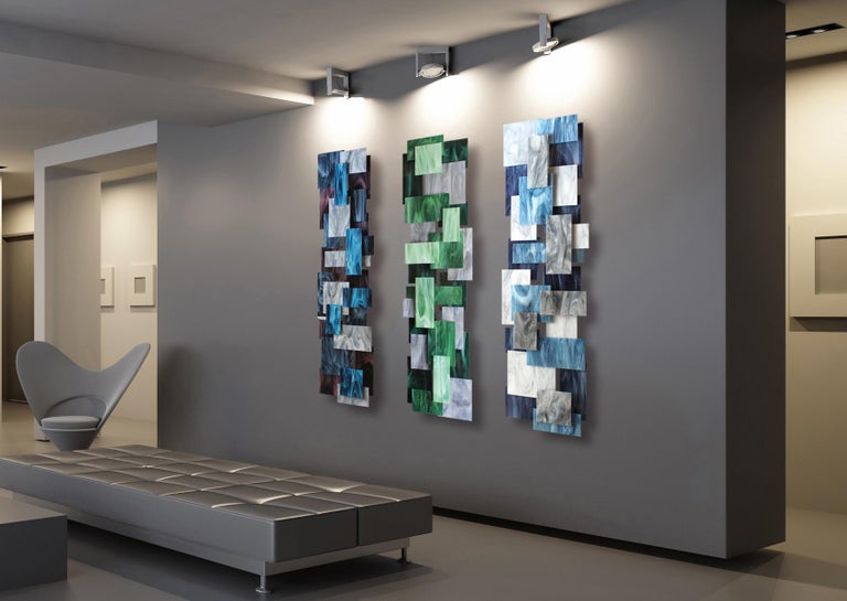 "Tryptic" Original Glass and Metal Wall Sculpture For Sale at 1stDibs