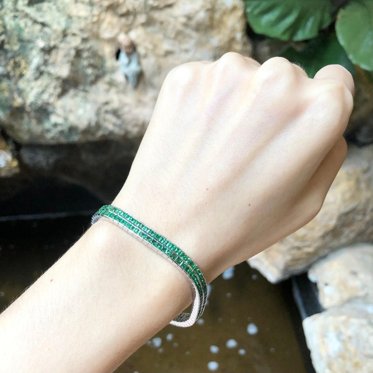 Tsavorite Bracelet Set in 18 Karat White Gold Settings For Sale at 1stDibs