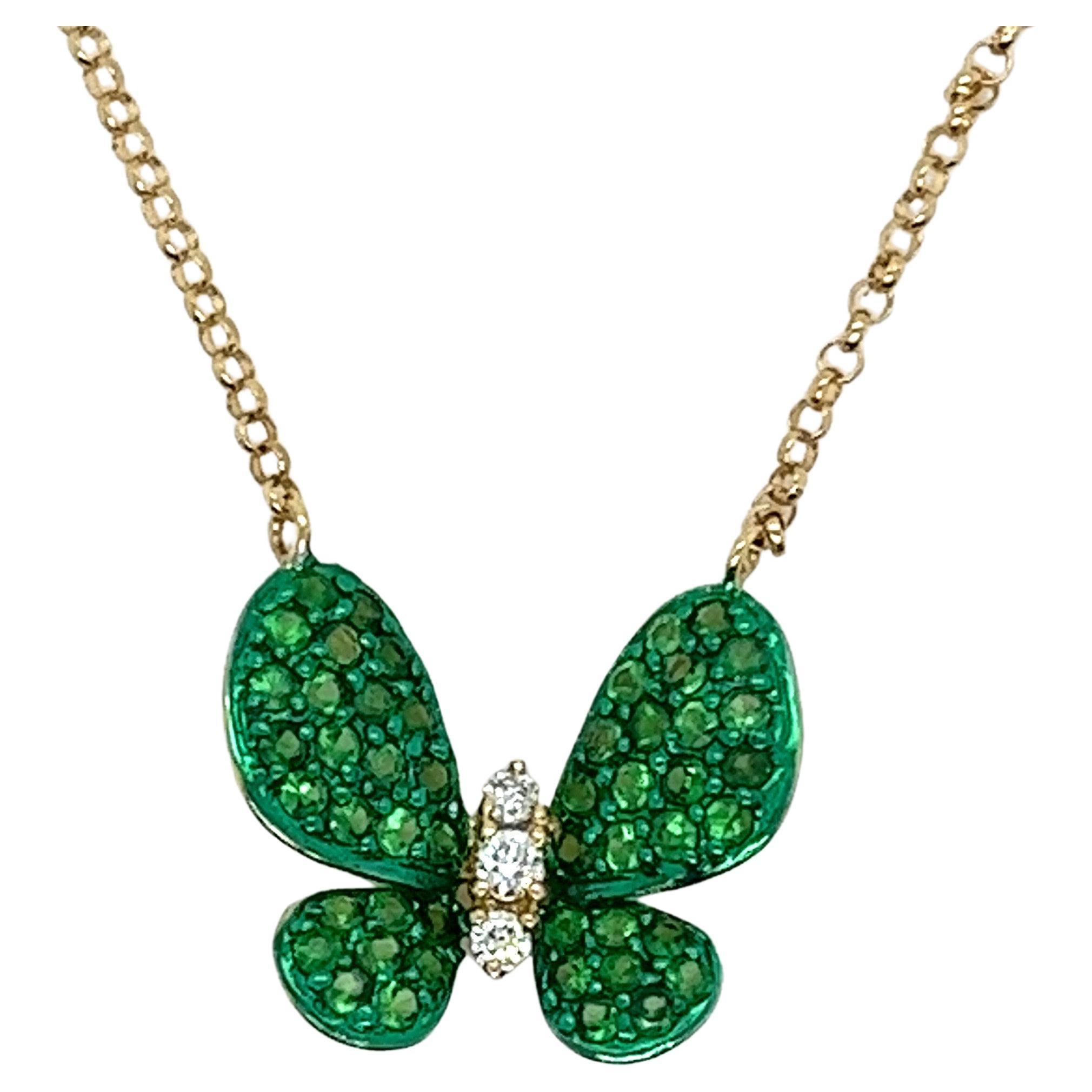 Ruby Butterfly Necklace in 18 Karat Rose Gold For Sale at 1stDibs