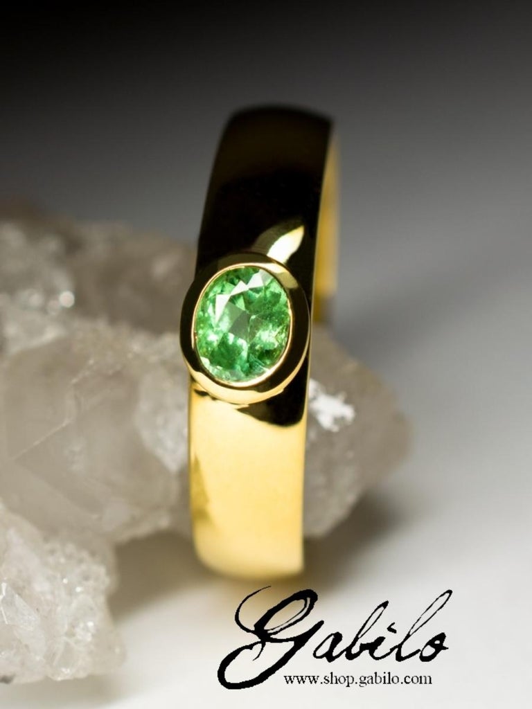 Tsavorite Gold Ring Jewelry Bright Deep Green Garnet LGBTQ Engagement ...