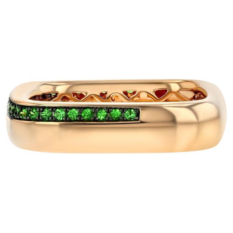 Quadratischer Ring aus Tsavorit und Roségold im Angebot bei 1stDibs