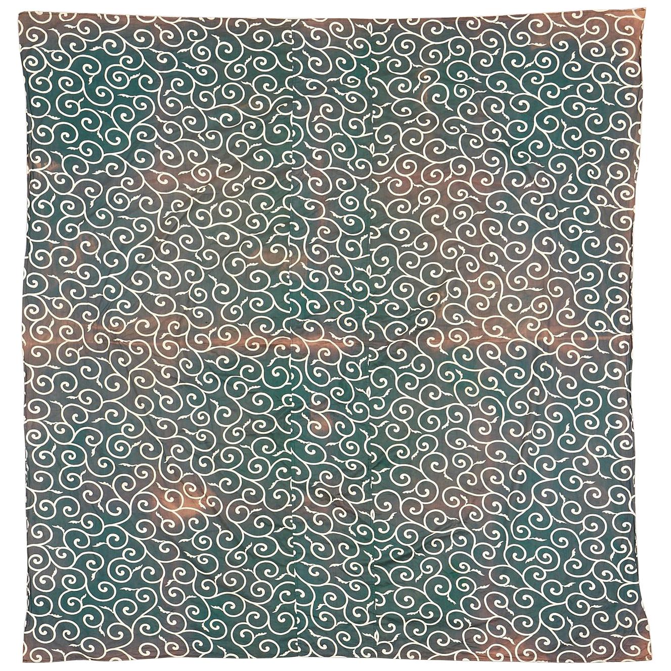 Tsutsugaki Indigo Patterned Furniture Cover at 1stDibs