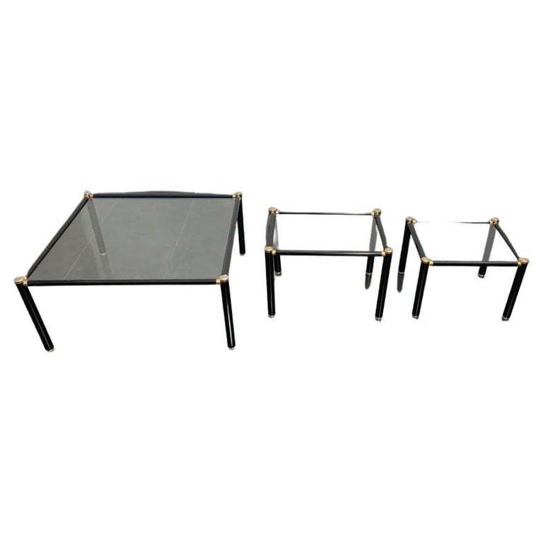 Tube Lacquered Coffee Tables with Brass Fittings, 1960s, Set of 3 For ...