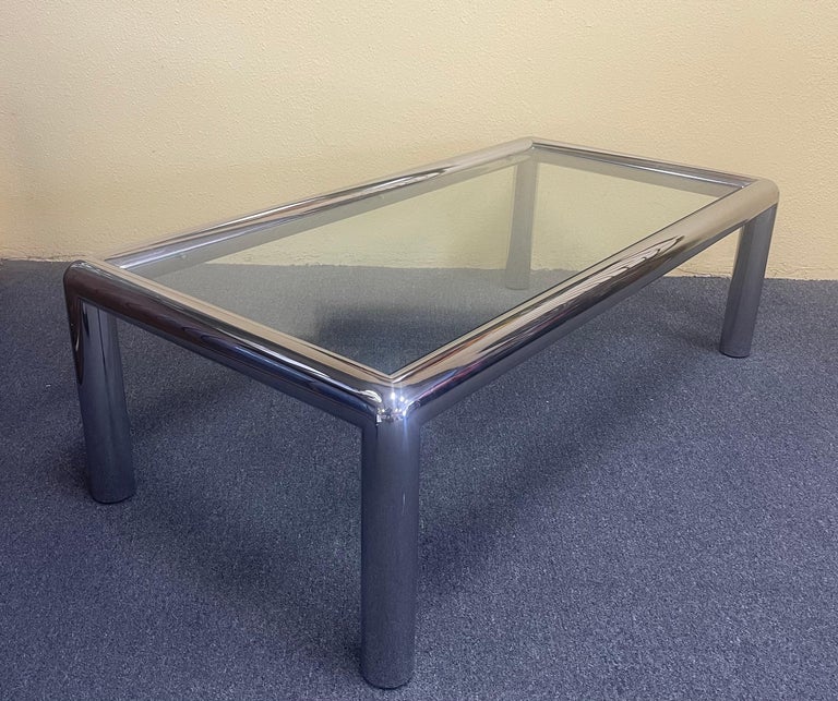 "Tubo Collection" Chrome and Glass Coffee Table by John Mascheroni for ...