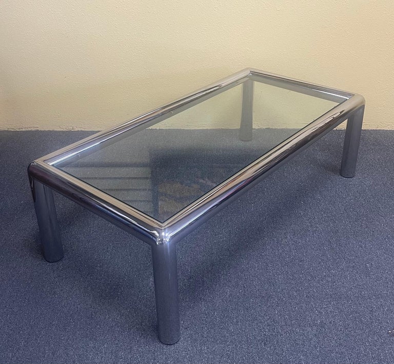 "Tubo Collection" Chrome and Glass Coffee Table by John Mascheroni for ...