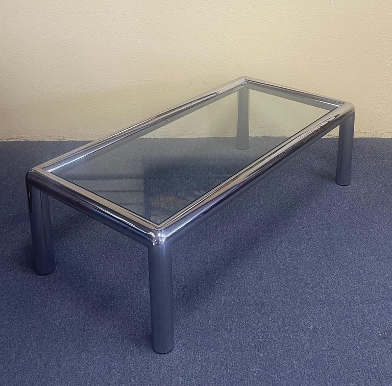 "Tubo Collection" Chrome and Glass Coffee Table by John Mascheroni for ...