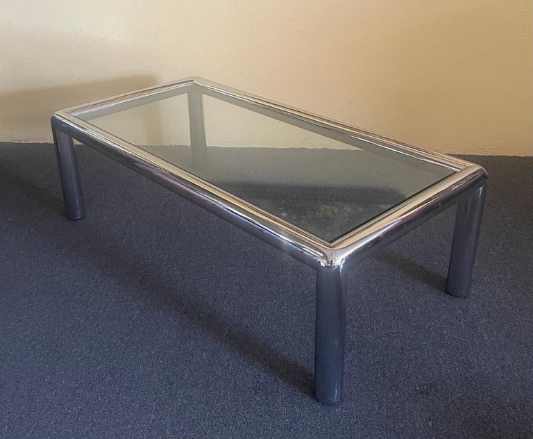 "Tubo Collection" Chrome and Glass Coffee Table by John Mascheroni for ...