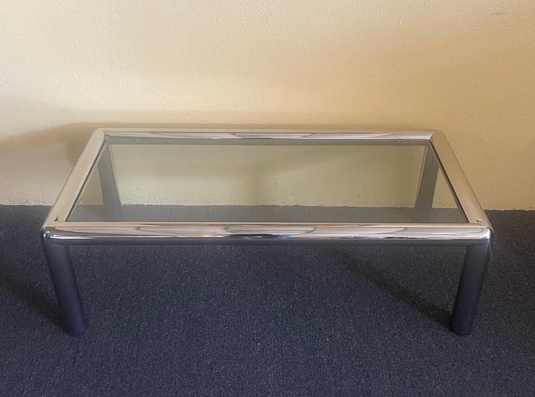 "Tubo Collection" Chrome and Glass Coffee Table by John Mascheroni for ...