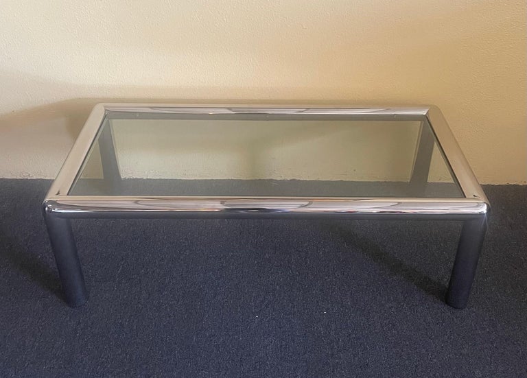 "Tubo Collection" Chrome and Glass Coffee Table by John Mascheroni for ...