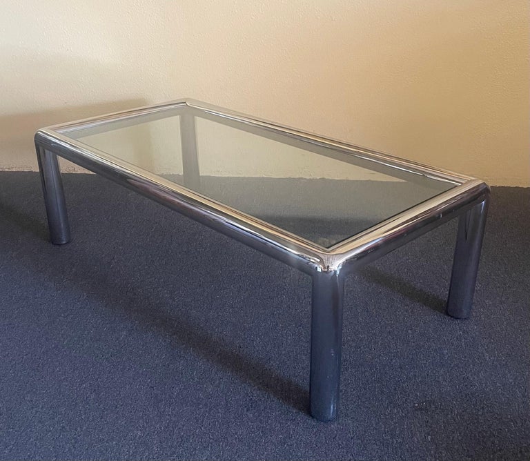 "Tubo Collection" Chrome and Glass Coffee Table by John Mascheroni for ...
