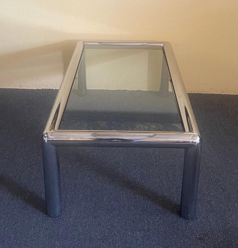 "Tubo Collection" Chrome and Glass Coffee Table by John Mascheroni for ...