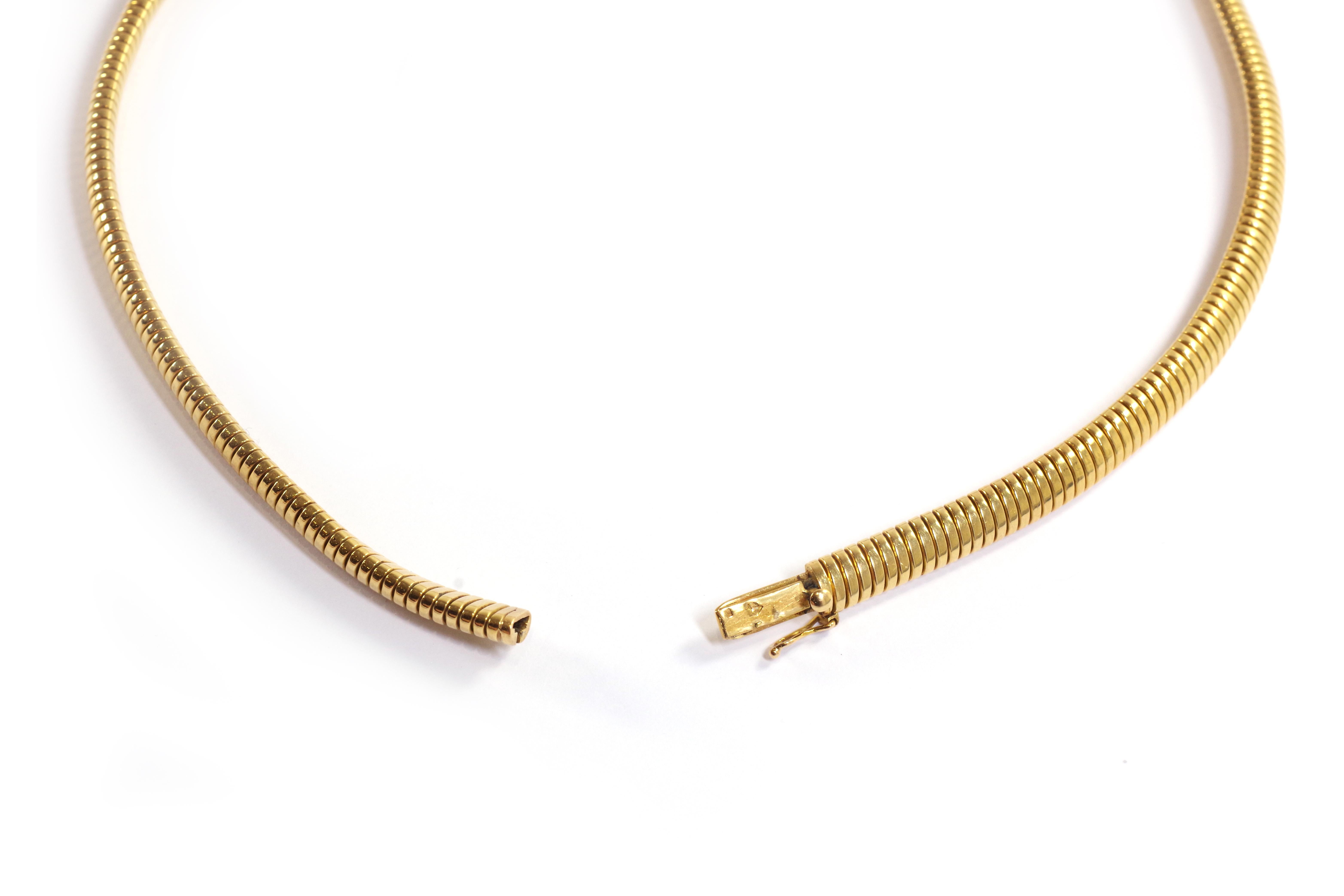 Tubogas 18k Gold Necklace, Retro Necklace For Sale at 1stDibs