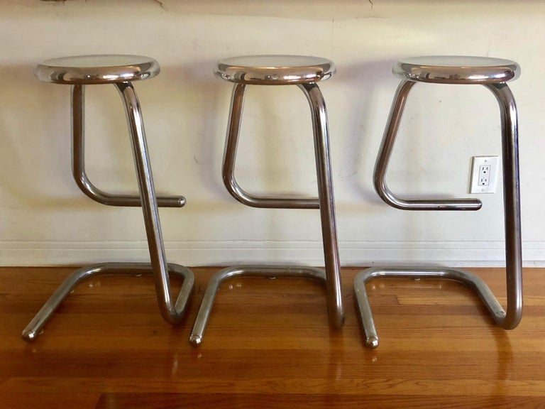 Tubular Chrome Steel Bar Stools K700 Kinetics at 1stDibs