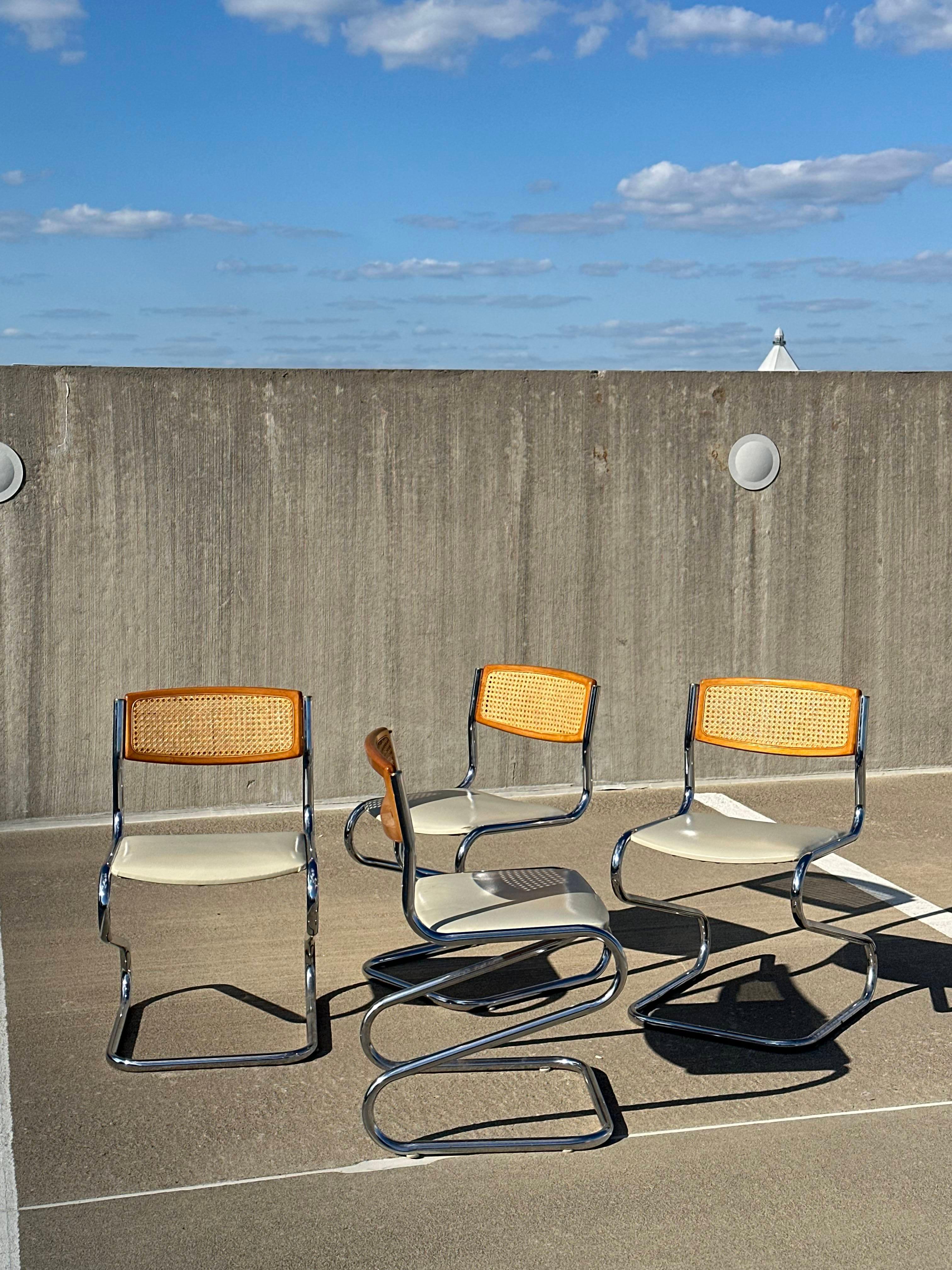 Tubular Frame and Cane Cantilever Chairs For Sale at 1stDibs