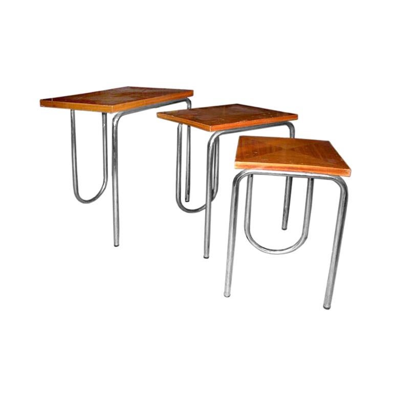 Trio Nest of Counter Lever Tables Tubular Nesting Tables For Sale at ...