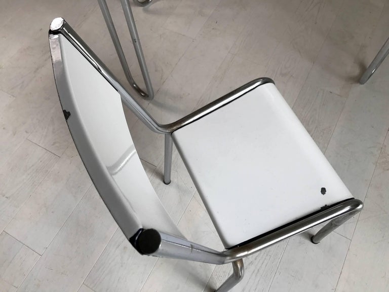 Tubular Nickel-Plated and Enamelled Metal Desk and Chair, France, 1930s ...