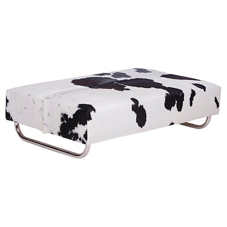 Tubular Steel Bench Ottoman Cow Hide Coffee Table, 1940s For Sale at ...