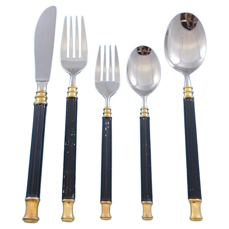 Tucano Black Gold Accent Sasaki Japan Stainless Steel Flatware Set ...