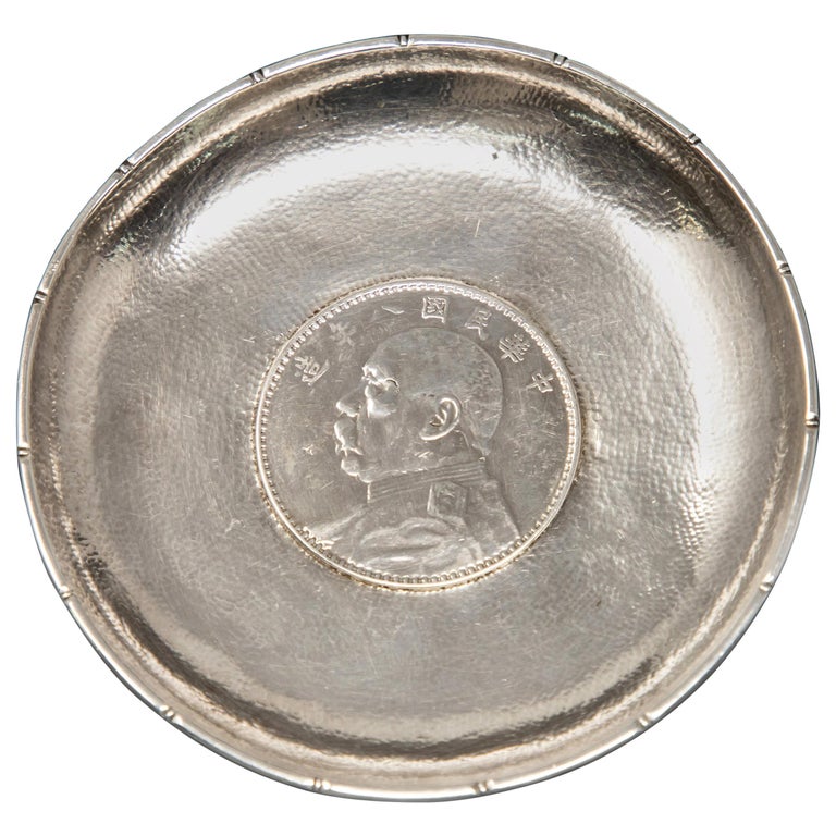 Tuck Chang Sterling Silver Dish with Coin For Sale at 1stDibs