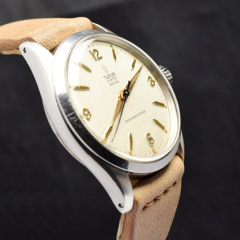 Tudor 34mm Oyster Royal Manual Wind Steel Honeycomb Creamy Dial 7934 ...