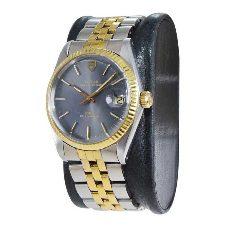 Tudor by Rolex Two Tone Steel with Gold Bezel Rare Charcoal Original ...