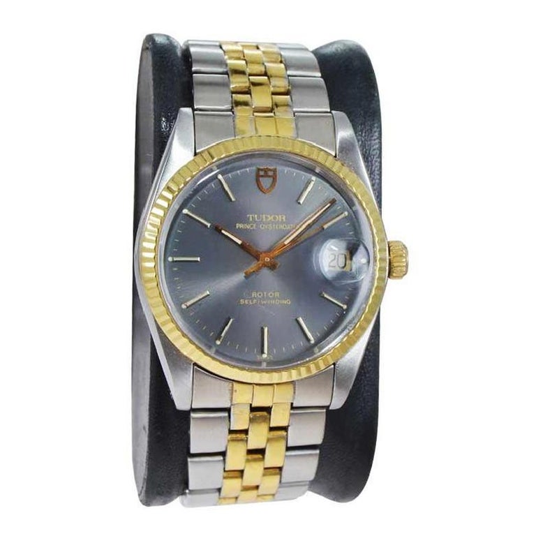 Tudor by Rolex Two Tone Steel with Gold Bezel Rare Charcoal Original ...