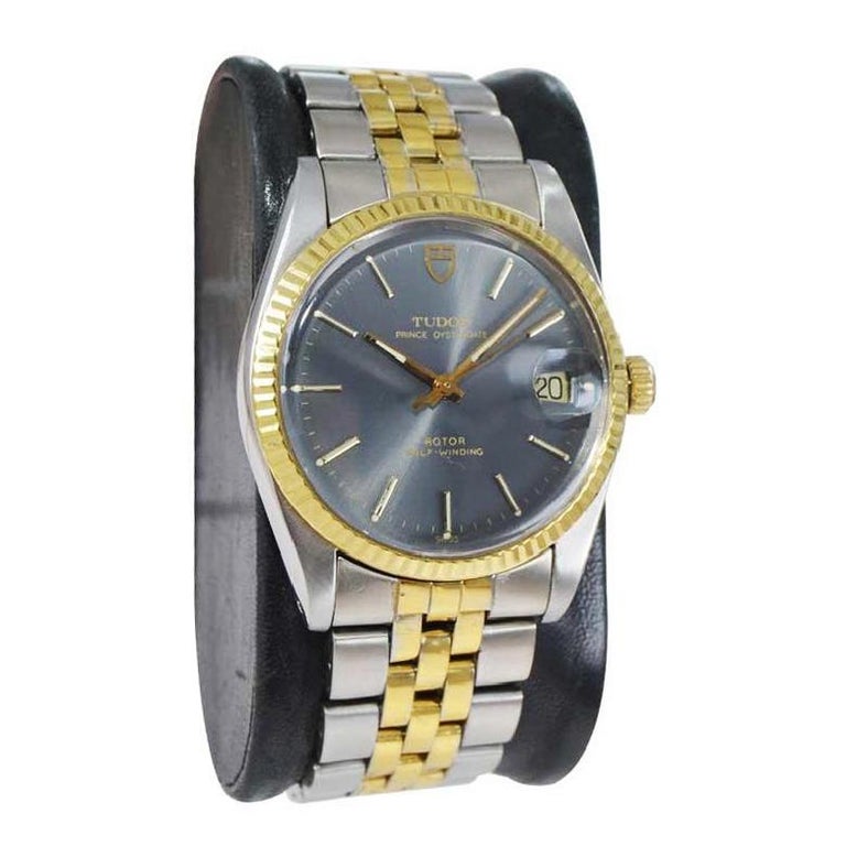 Tudor by Rolex Two Tone Steel with Gold Bezel Rare Charcoal Original ...