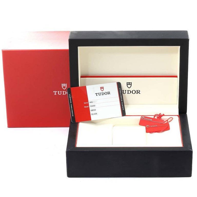 Tudor Glamour Date Silver Dial Automatic Steel Mens Watch M55000 Box ...