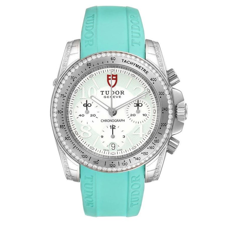Tudor Grantour Turquoise Strap Steel Diamond Unisex Watch 20310 Unworn ...