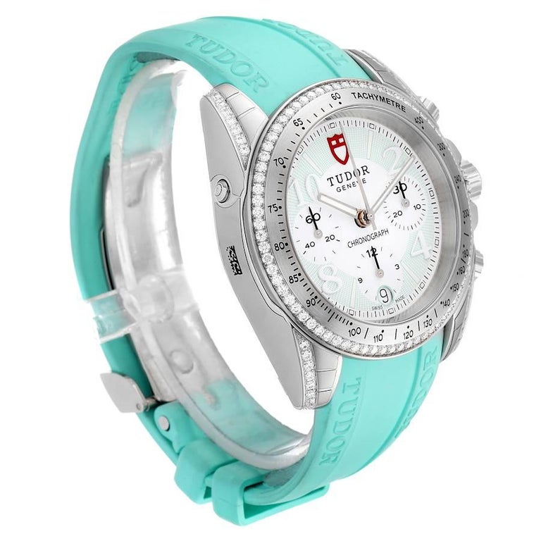 Tudor Grantour Turquoise Strap Steel Diamond Unisex Watch 20310 Unworn ...