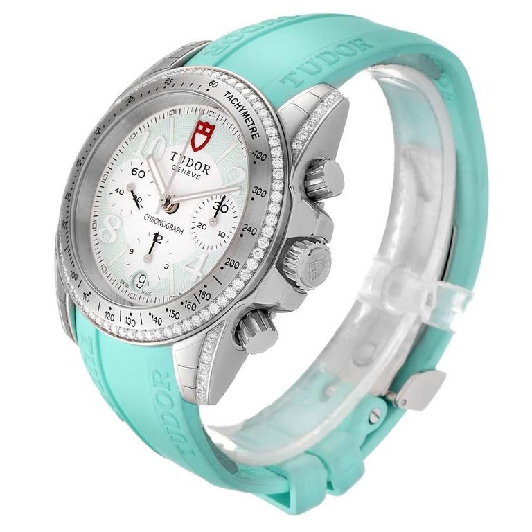 Tudor Grantour Turquoise Strap Steel Diamond Unisex Watch 20310 Unworn ...