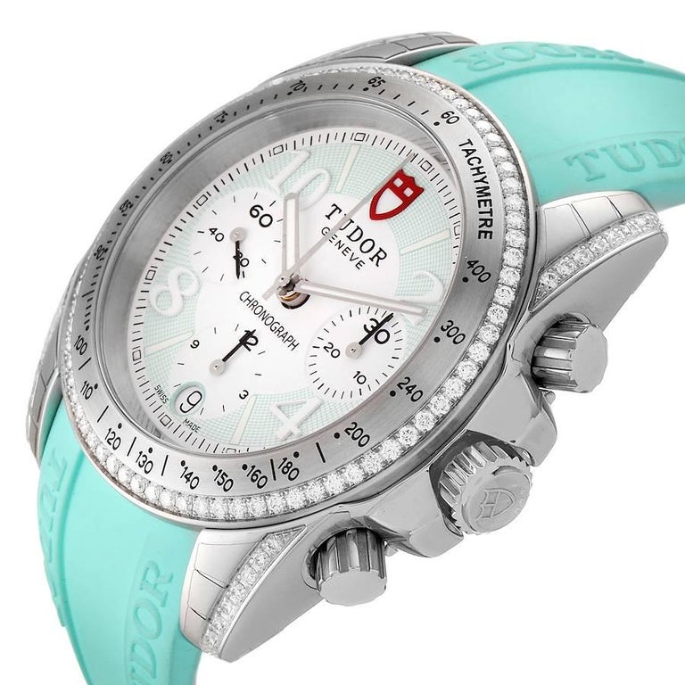 Tudor Grantour Turquoise Strap Steel Diamond Unisex Watch 20310 Unworn ...