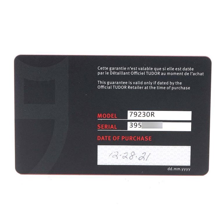 Tudor Heritage Black Bay Burgundy Bezel Steel Mens Watch 79230 Box Card ...